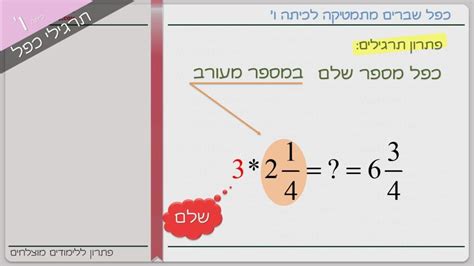 כפל מספר שלם במספר מעורב לכיתה ו