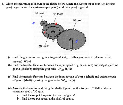 Solved 4 Given The Gear Train As Shown In The Figure Below