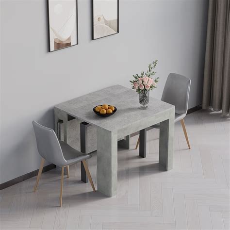 410mm 1849mm Folding Grey Dining Table Modern Rectangle Dining Room Table With Leaves｜homary