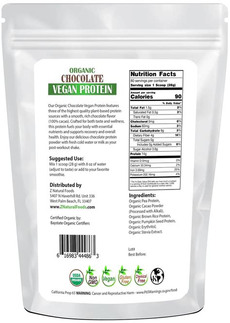Vegan Chocolate Protein Powder Organic Plant Based Fuel Z Natural Foods