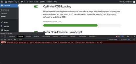 understand console errors in jetpack boost