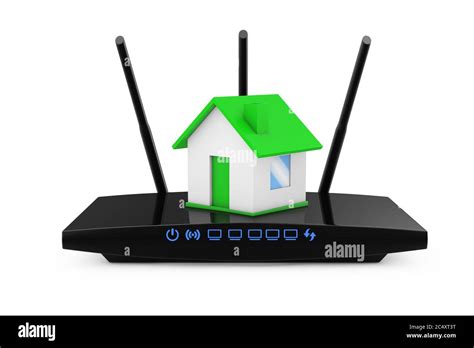 Home Wireless Network Concept House With Modern WiFi Router On A White Background D Rendering