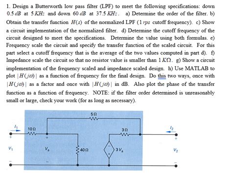 solved 1 design a butterworth low pass filter lpf to meet