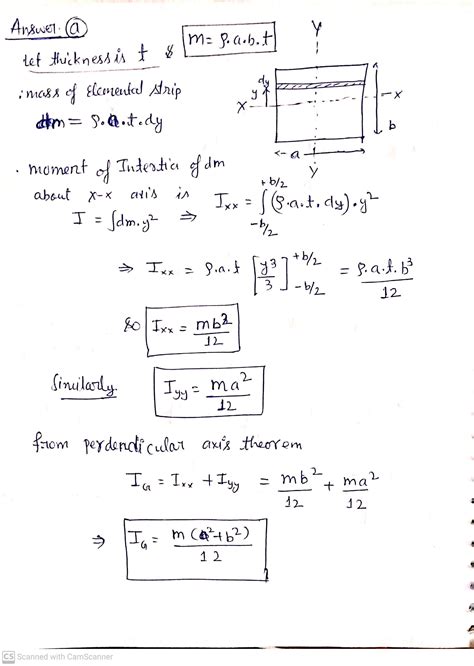 Solved A Prove That The Mass Moment Of Inertia Or The Angular