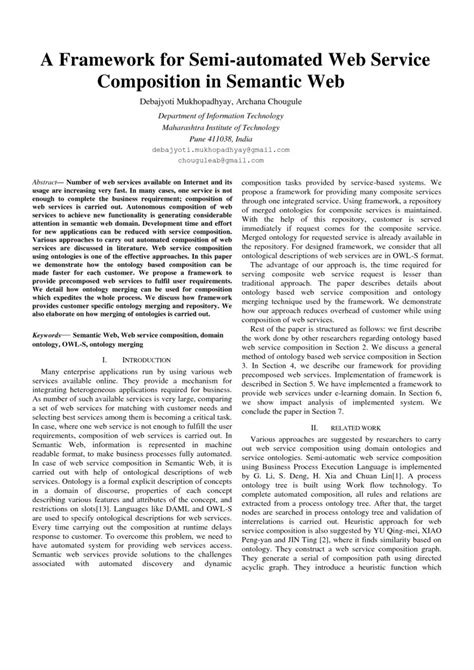 A Framework For Semi Automated Web Service Composition In Semantic Web Deepai
