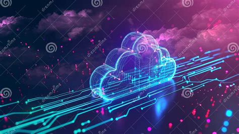Shadowy Depiction Of A Cloud Computing Infrastructure With Adaptive Scaling Stock Illustration