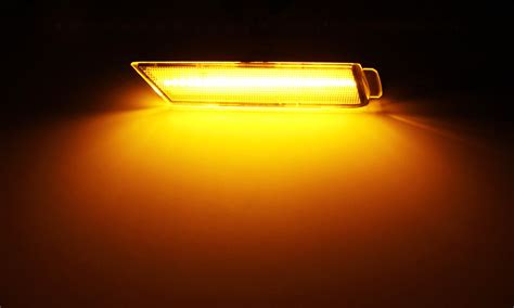 Clear Lens Amber Full Led Front Side Marker Light Kit Compatible With