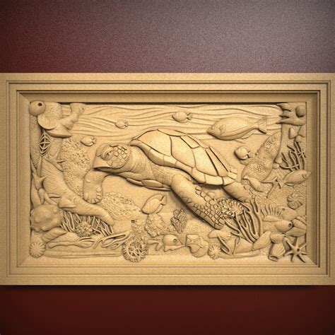 Sea Turtle STL Relief File For CNC Router Carving Engraving Etsy