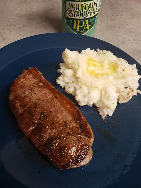 Sirloin Steak Cast Iron Skillet Garlic Mashed And An Ipa Rtonightsdinner