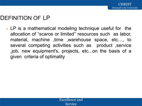 Linear Programming Optimization Techniques Single Objective PPT