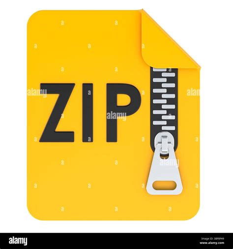 Zip Archive File Icon With Zipper Compression Format Concept 3d Rendering Isolated On White