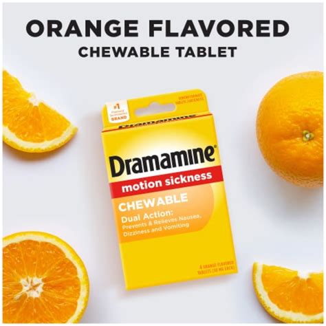 Dramamine Motion Sickness Orange Flavored Chewable Tablets 4 Ct Qfc
