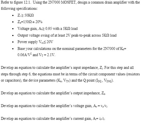 Solved Refer To Figure 12 1 Using The 2n7000 Mosfet