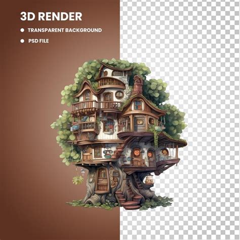 Premium PSD Tree House Isolated On A Transparent Background