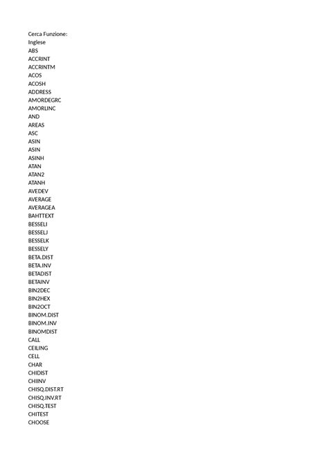 Lista Formule Di Excel Per Esame Di Informatica Seconda Parte Esercizi Di Elementi Di