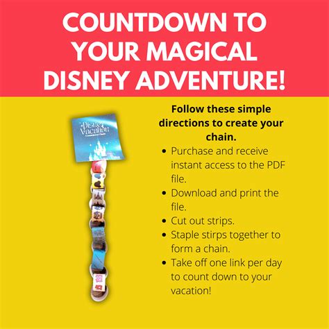 Disney Trip Countdown Chain For Disneyland Or Disney World