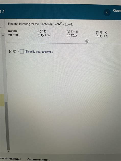 Solved Find The Following For The Function F X 3x2 3x−4