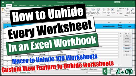 Unhide Every Hidden Worksheet In An Excel Workbook Macro To Unhide 100