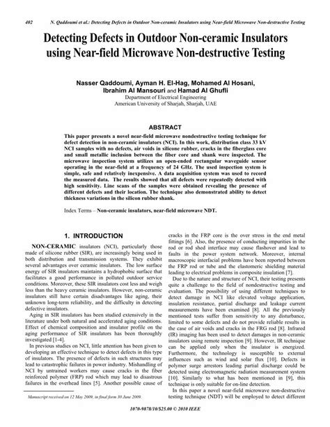 pdf detecting defects in outdoor non ceramic insulators using near field microwave non