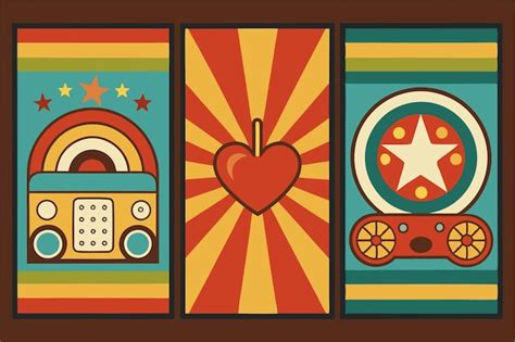 레트로 그루비 프린트 포스터 터 일러스트레이션 프리미엄 Ai 생성 벡터