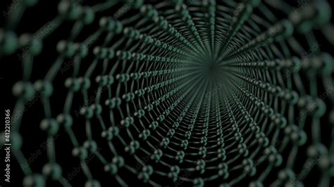 Zigzag Carbon Nanotube Hexagonal Structure 3d Render With Dark Background Stock Illustration