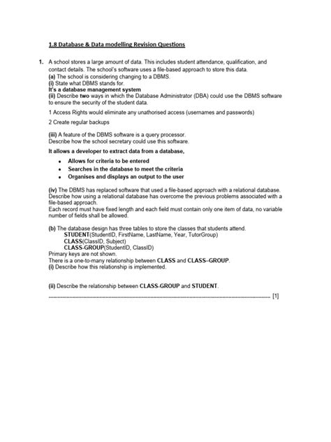 8 Revision Handout Pdf Databases Relational Database