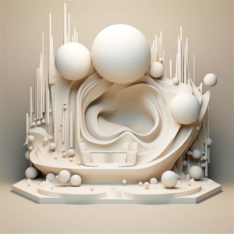 Premium Photo White 3d Sculpture With Many Balls And Wavy Patterns