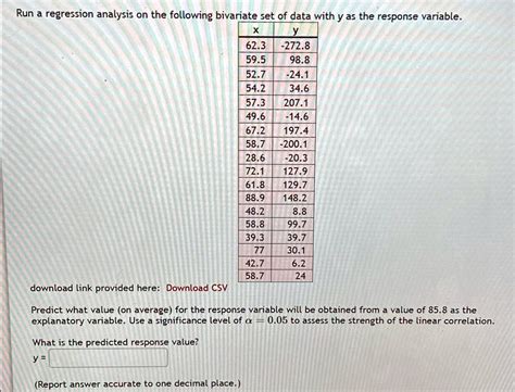 Solved Run A Regression Analysis On The Following Bivariate Set Of