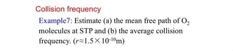 Solved Collision Frequency Example 7 Estimate A The Mean