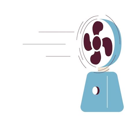 팬 불고 반 평면 색상 벡터 개체 여름 열 팬 전기 프로펠러 환풍기 흰색 배경에 편집 가능한 만화 클립 아트 아이콘 웹 그래픽 디자인을 위한 간단한 자리 그림 프리미엄 벡터