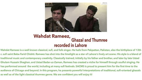 Wahdat Rameez Ghazal And Thumree Viewcy