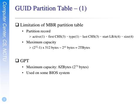 PPT GUID Partition Table PowerPoint Presentation ID