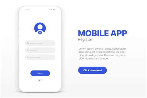 Log In Screen Mobile Application Interface Registration Form With Login And Password Fields