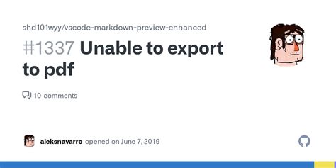 Unable To Export To Pdf Issue Shd Wyy Vscode Markdown Preview Enhanced GitHub