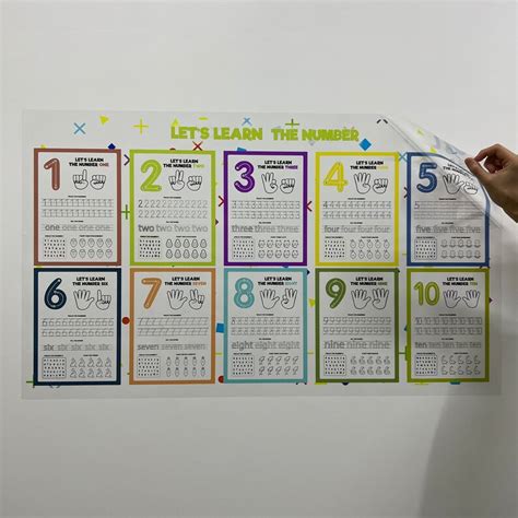 Dry Erase Line Guided English Numbers Activity Decal Number Tracing Reusable Durable Polystyrene