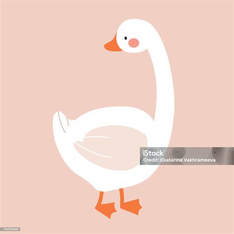 귀여운 어린이 만화 캐릭터 거위 벡터 일러스트 레이 션입니다 거위 새에 대한 스톡 벡터 아트 및 기타 이미지 거위 새 등장인물 가정 생활 Istock