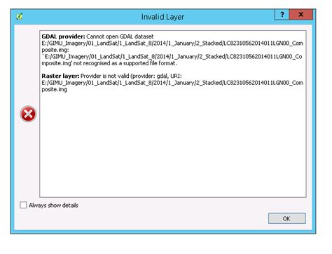 Error In Opening Raster Dataset In Qgis Cannot Open GDAL Dataset