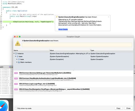c xamarin attempting to jit compile method stack overflow