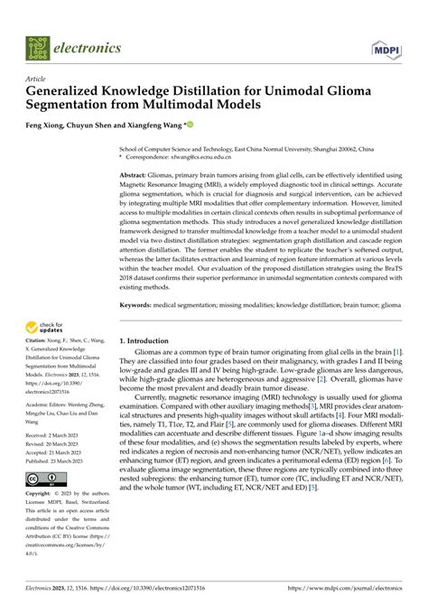 Pdf Generalized Knowledge Distillation For Unimodal Glioma Segmentation From Multimodal Models