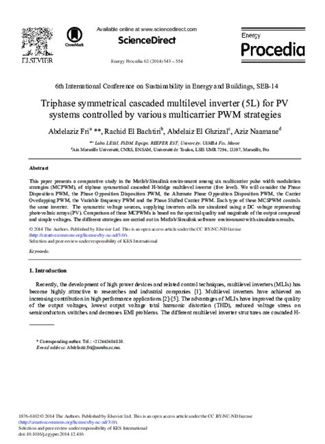 Pdf Triphase Symmetrical Cascaded Multilevel Inverter 5l For Pv Systems Controlled By