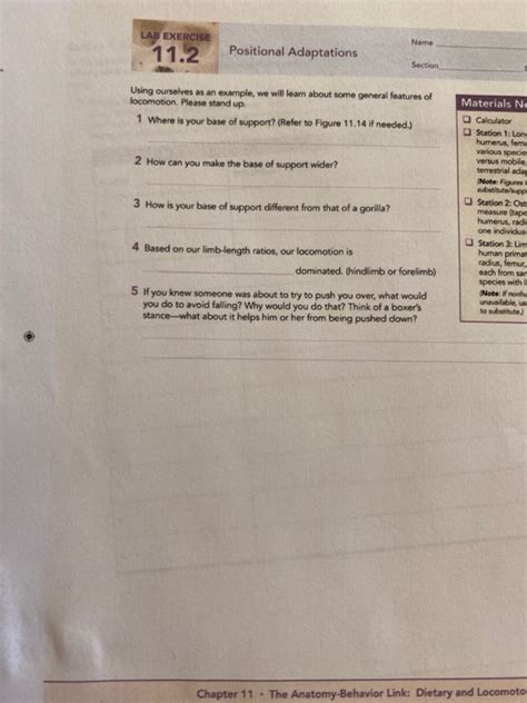 Lab Exercise Name 112 Positional Adaptations Section