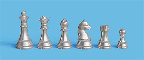 3d 실버 체스 조각 세트입니다 체스 말 아이콘입니다 보드 게임 모든 체스 말 킹 퀸 룩 나이트 비숍 폰 3d 일러스트레이션 3차원 형태에 대한 스톡 사진 및 기타 이미지