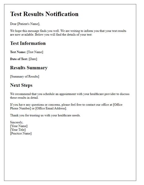 Letter Template For Notifying Test Results Free Samples In Pdf Letterin