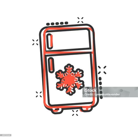 만화 스타일에서 냉장고 냉장고 아이콘입니다 냉동 컨테이너 벡터 만화 그림 그림 냉장고 비즈니스 개념 스플래시 효과입니다 부엌에 대한 스톡 벡터 아트 및 기타 이미지 Istock