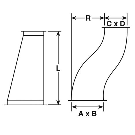 Reducing Ogee Offset Rectangular Duct Fittings