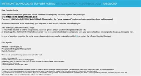 how do i reset my password for the infineon supplier registration