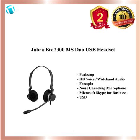 Jual Jabra Biz 2300 MS UC Duo USB A Headset Black UC Jakarta Barat IT Store Tokopedia