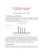 Signals And Systems Assignment Digital Communication And Course Hero
