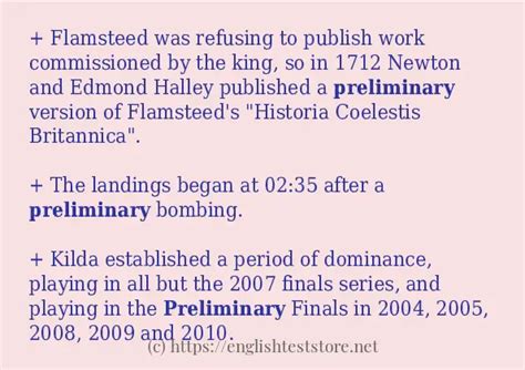 Preliminary Example In Sentences Englishteststore Blog