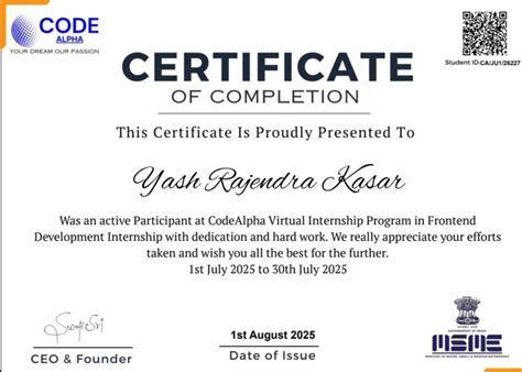 🌟 Excited To Share My Internship Journey Yash Kasar